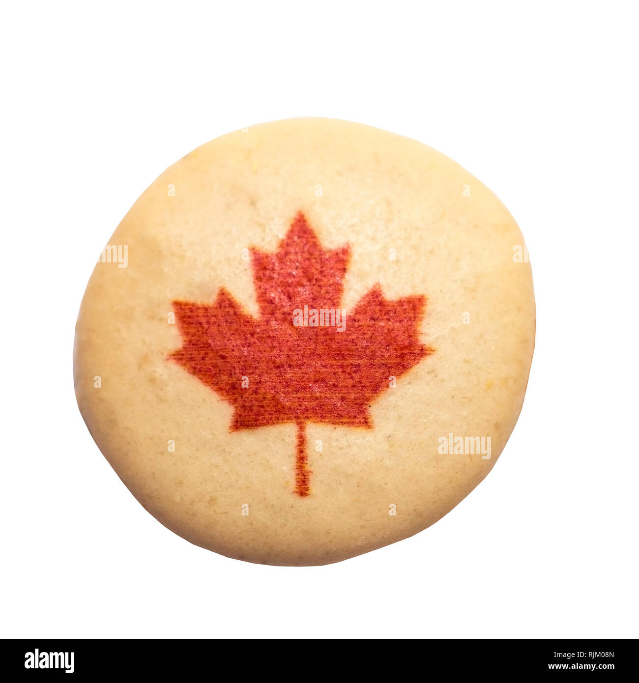 Macaron decorated with red maple leaf made for Canada Day Stock Photo ...