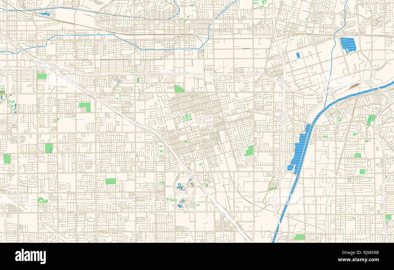 Anaheim California printable map excerpt. This vector streetmap of ...