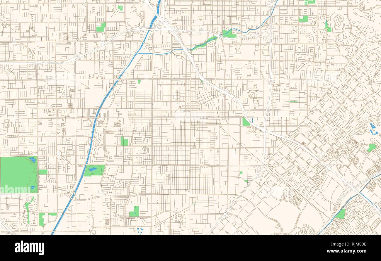 Santa Ana California printable map excerpt. This vector streetmap of ...