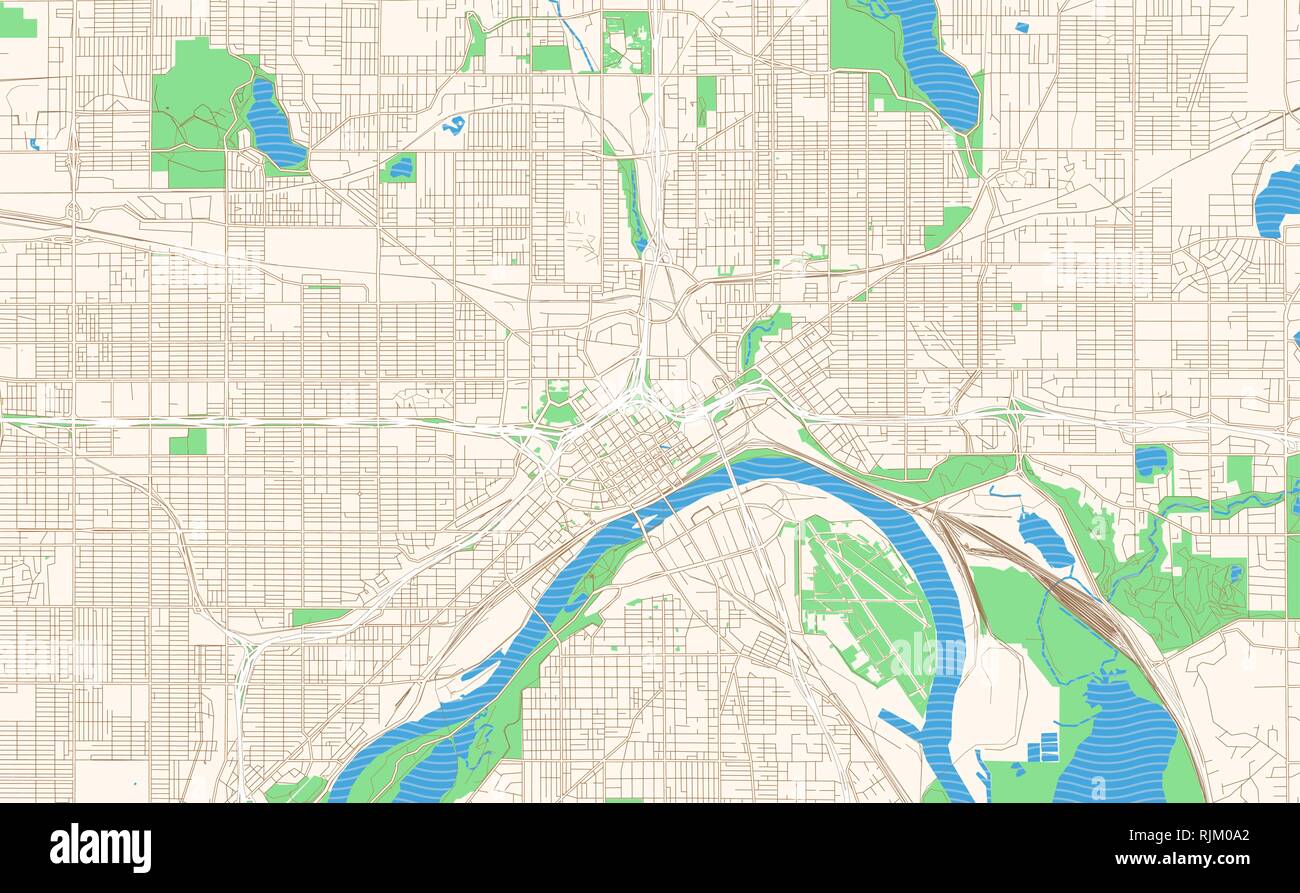 Saint Paul Minnesota printable map excerpt. This vector streetmap of ...