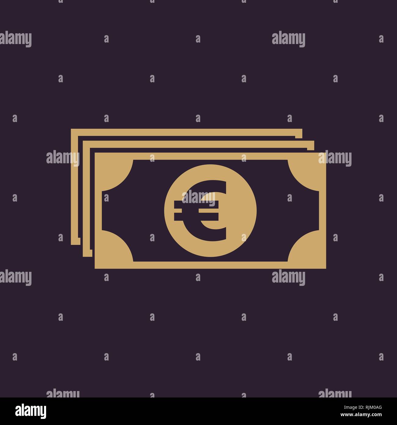 Money icon. Euro and cash, coin, currency, bank symbol. Flat design ...