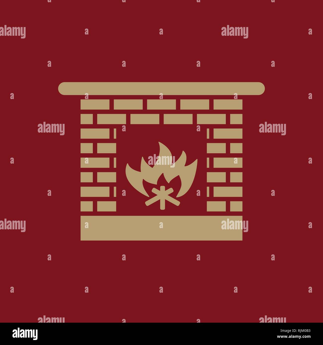 Fireplace icon. Hearth and chimney, fire, mantelpiece, heat symbol ...