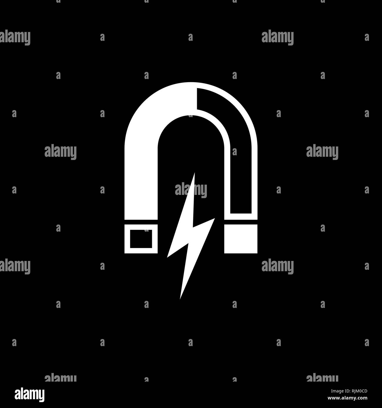 Magnet icon. Magnetic and attract, physics symbol. Flat design. Stock ...