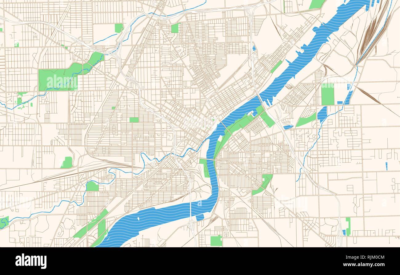 Toledo Ohio printable map excerpt. This vector streetmap of downtown ...