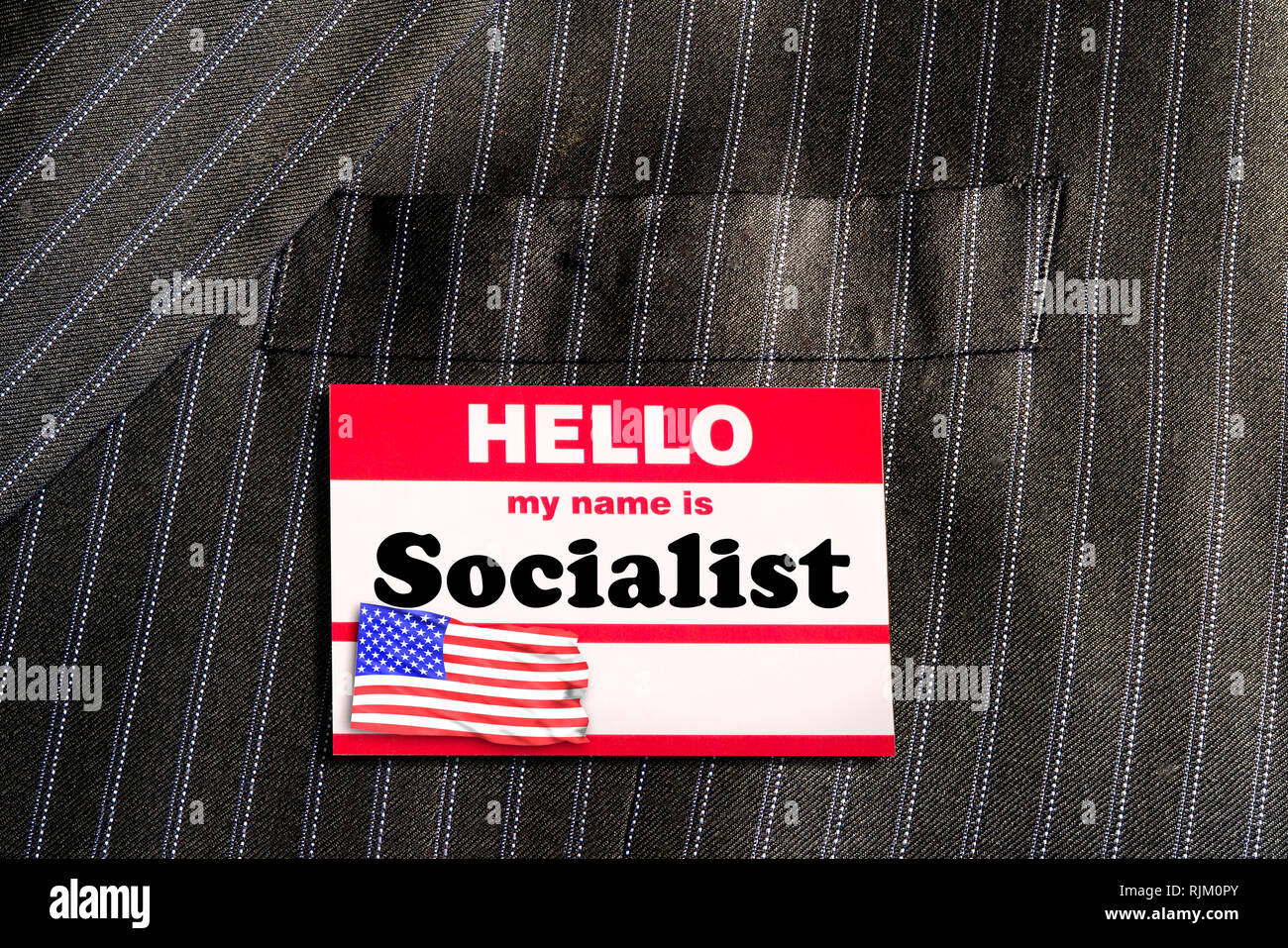 Hello my name is Socialist name tag Stock Photo - Alamy