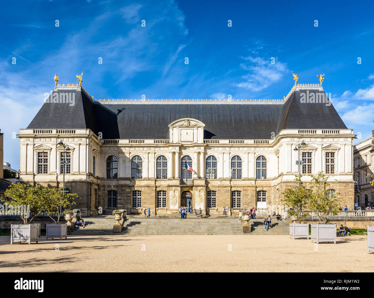 Front view of the facade of the palace of the Parlement de Bretagne ...