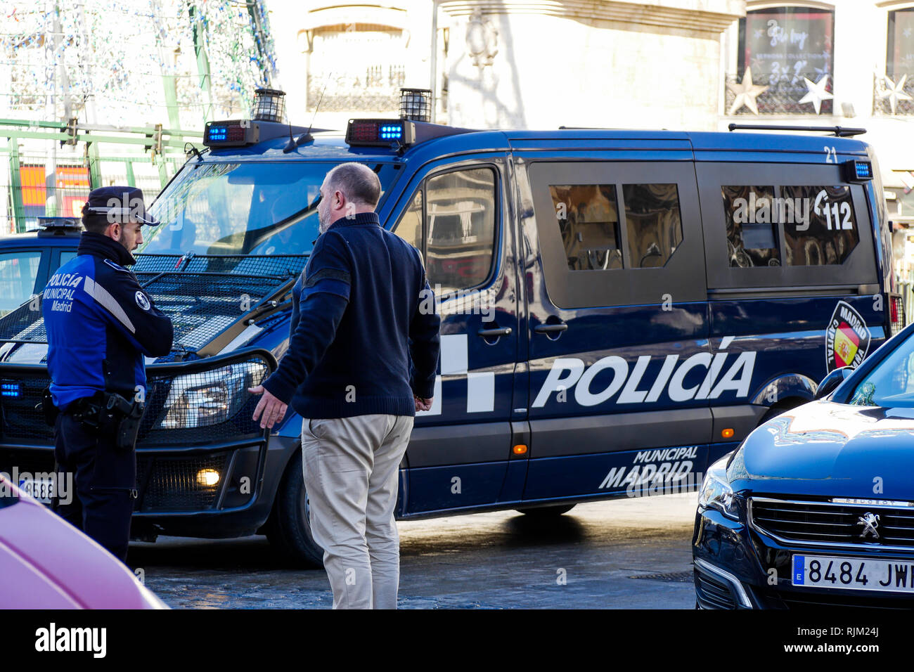 Municipal Police squad, Puerta del Sol, Madrid, Spain Stock Photo - Alamy