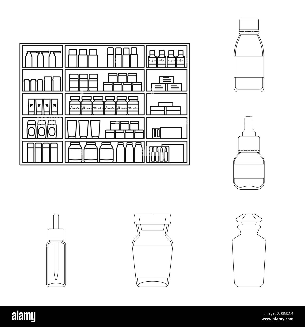 Pharmacy shelves Black and White Stock Photos & Images - Alamy