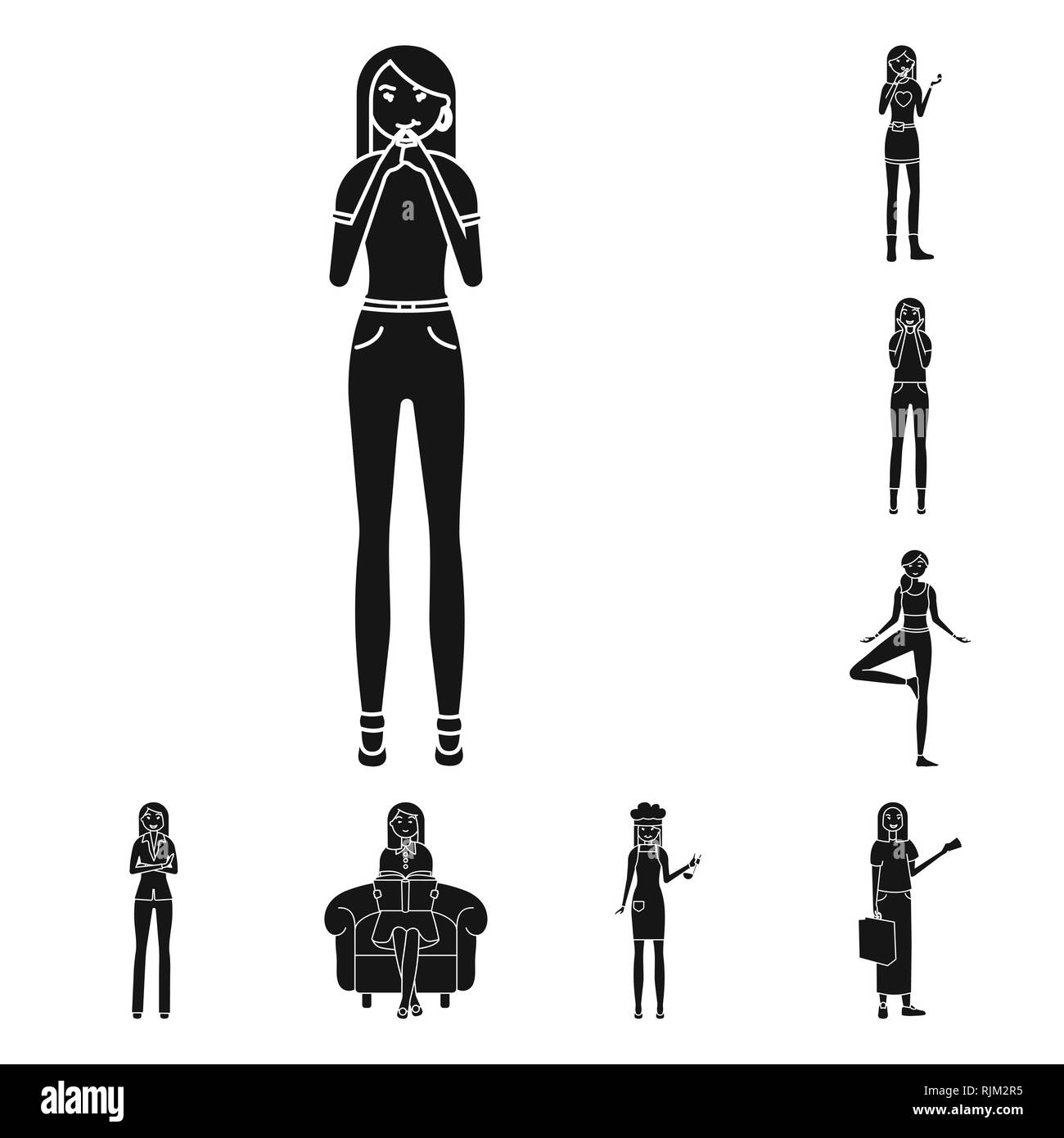 Isolated object of emotions and female logo. Collection of emotions and ...