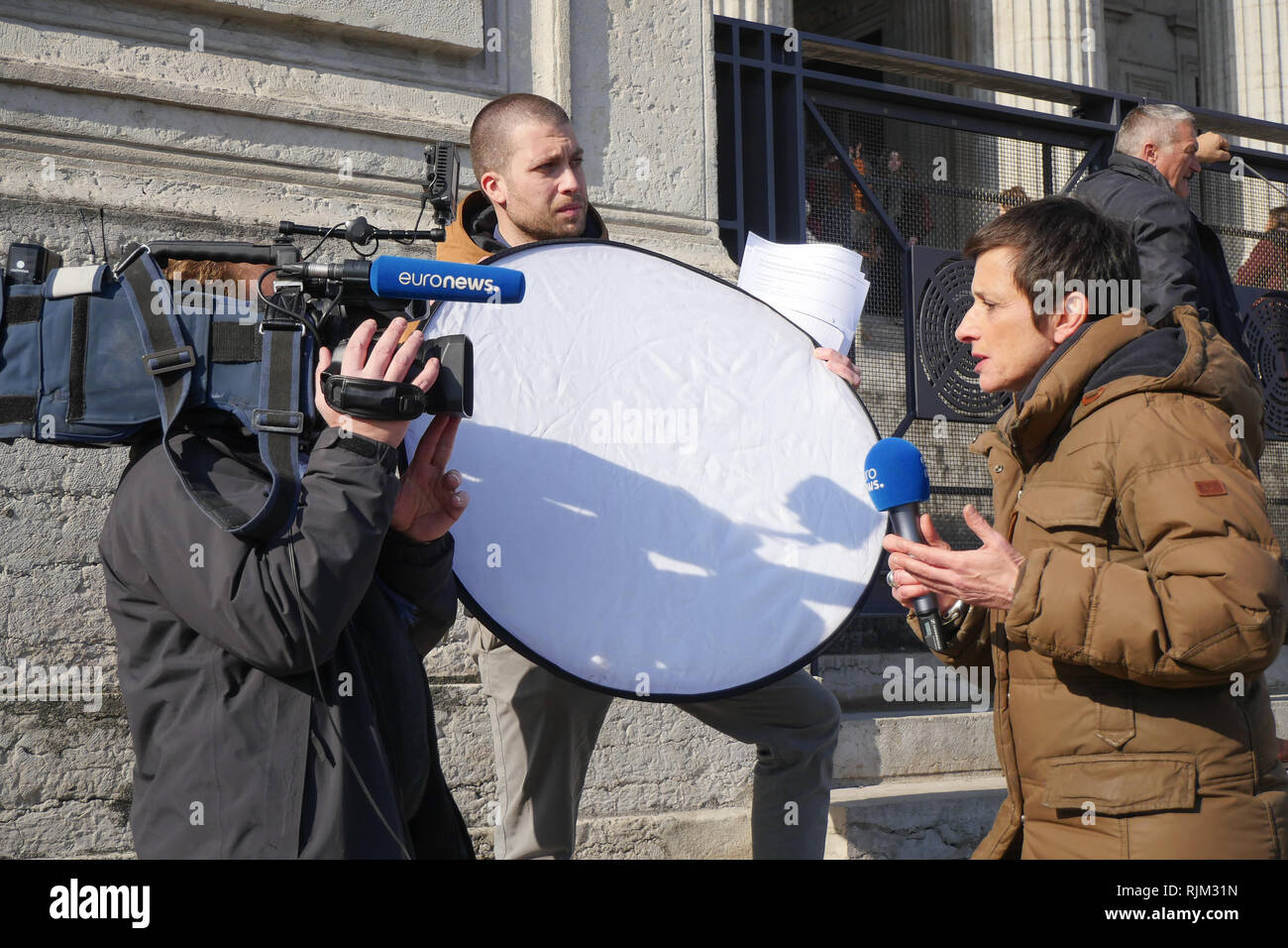 Euronews TV reporter, Lyon, France Stock Photo - Alamy