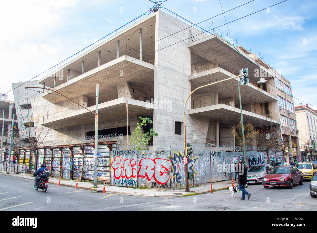 A building sits under construction in the Metaxourgeio district of ...