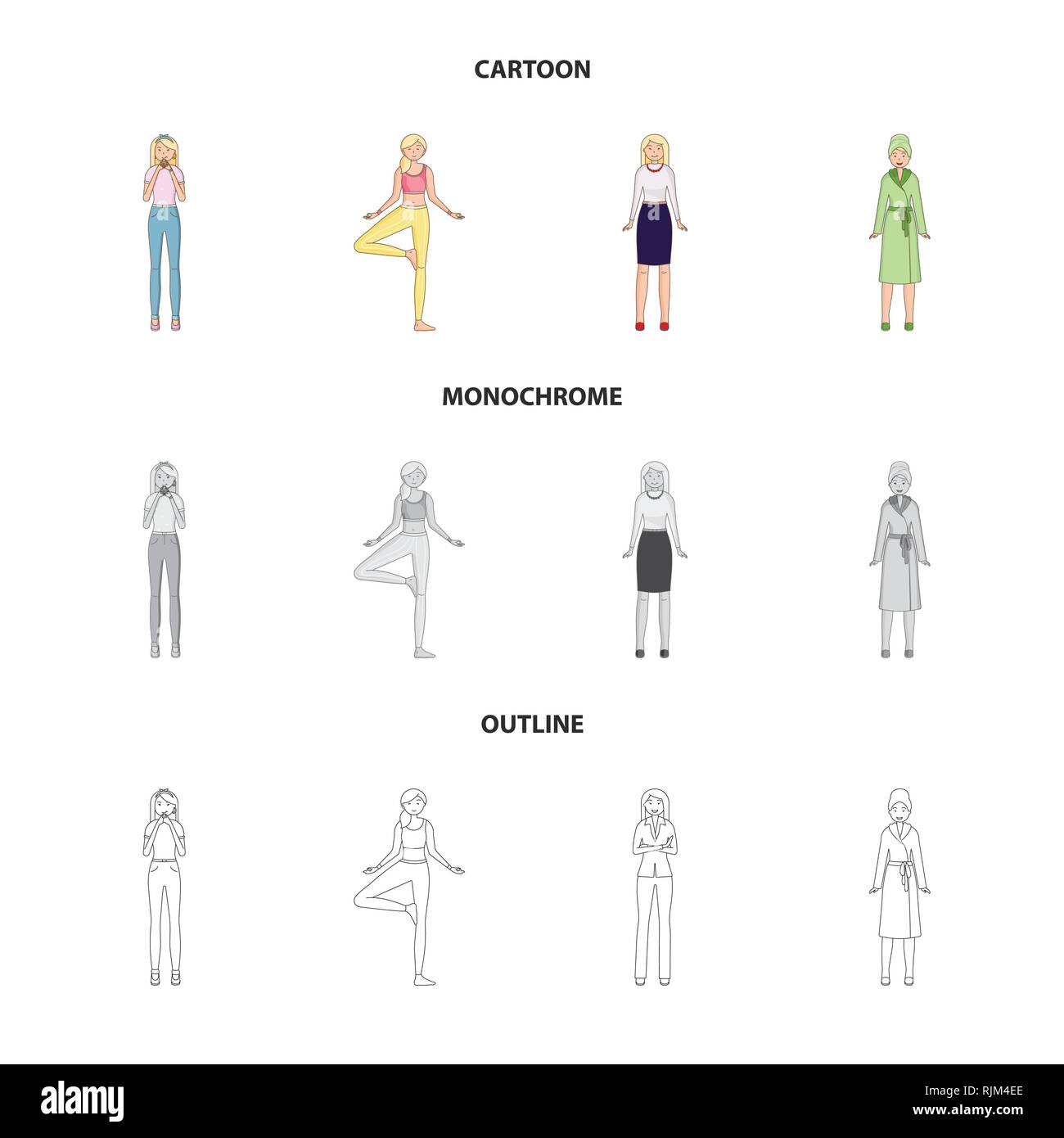 Vector illustration of posture and mood icon. Collection of posture and ...