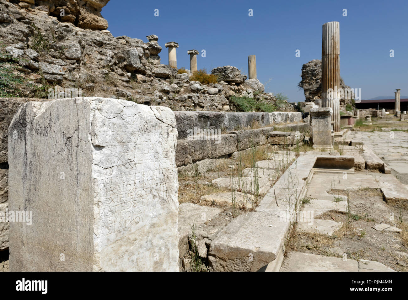 Greek inscriptions on pedestals just beside The Propylon - monumental ...