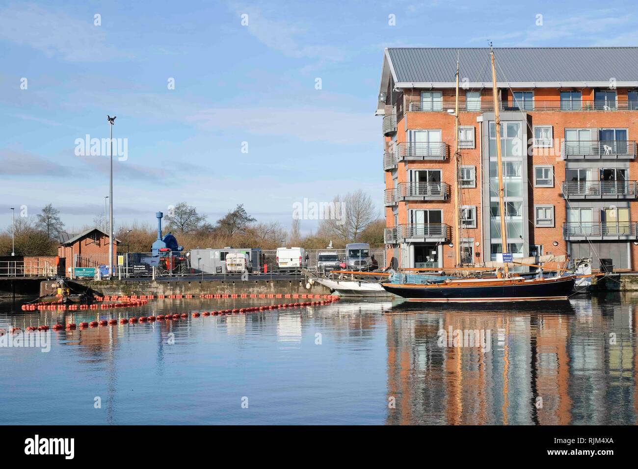 Dredging work in the Main Basin of Gloucester Docks on the Gloucester ...