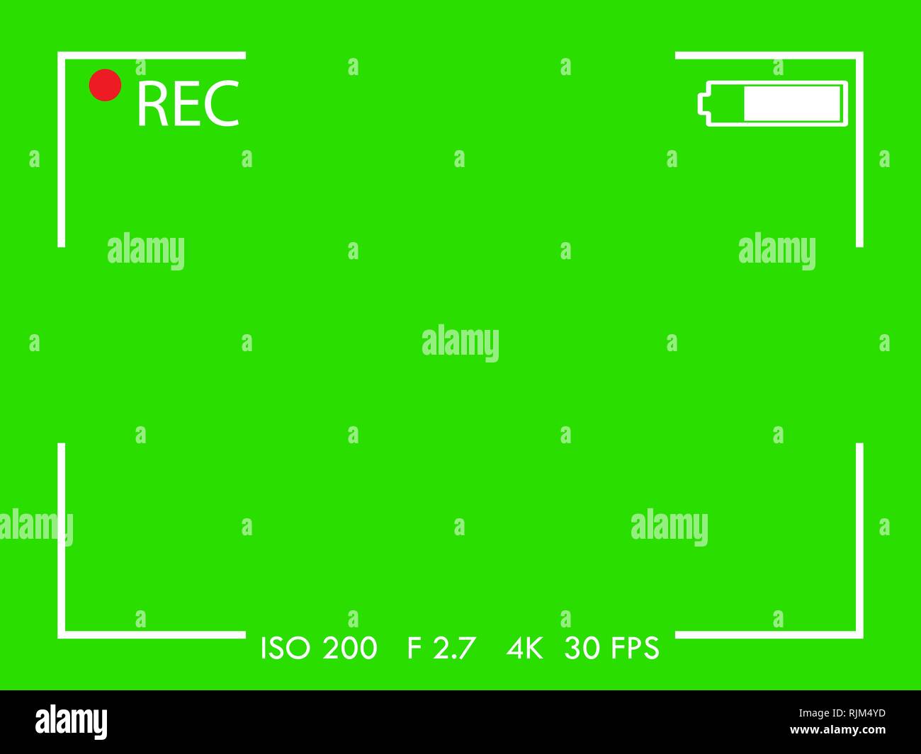 Camera frame viewfinder screen on green background. Vector illustration ...