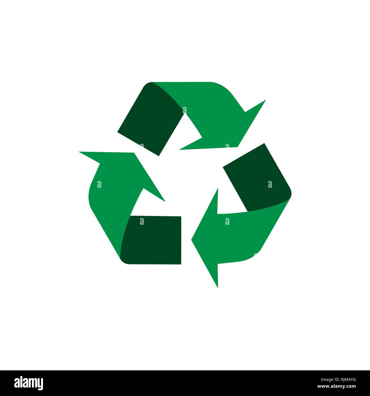 Recycle vector icon. Style is flat symbol, rounded angles, white ...