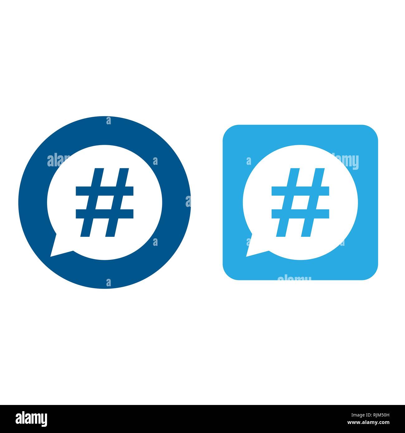 Hashtag icon set in speech bubble. Vector illustration, flat design ...