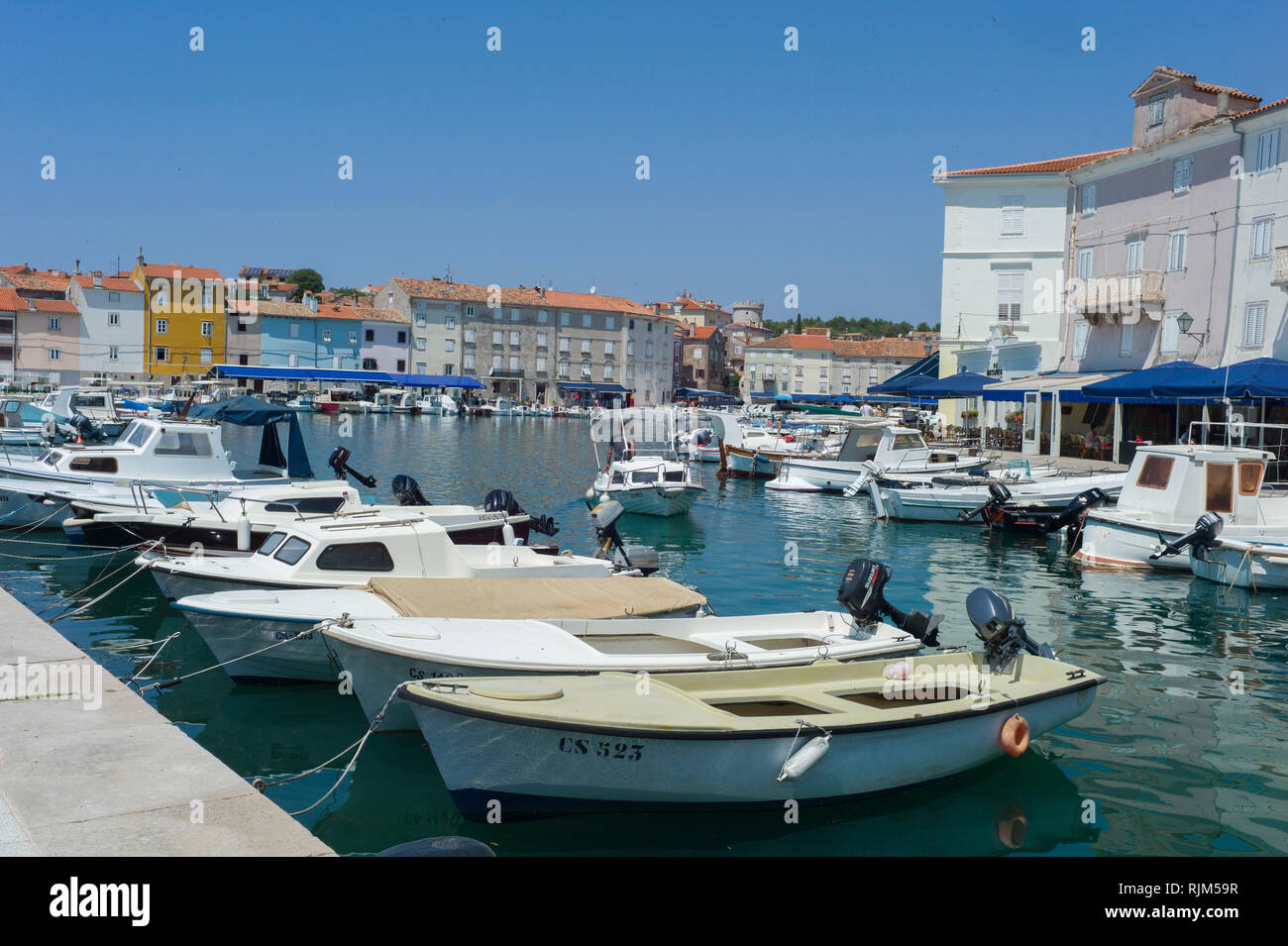 The Harbour in the town of Cres on the island of Cres,Croatia Stock ...