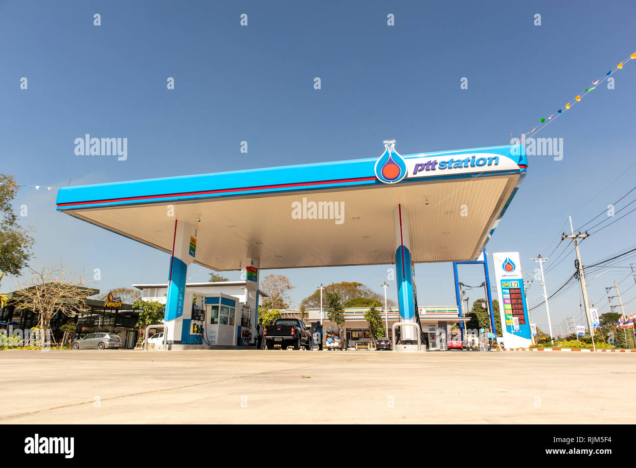 Gas fuel station, Lampang, Thailand - february 5, 2019 : Landscape PTT ...
