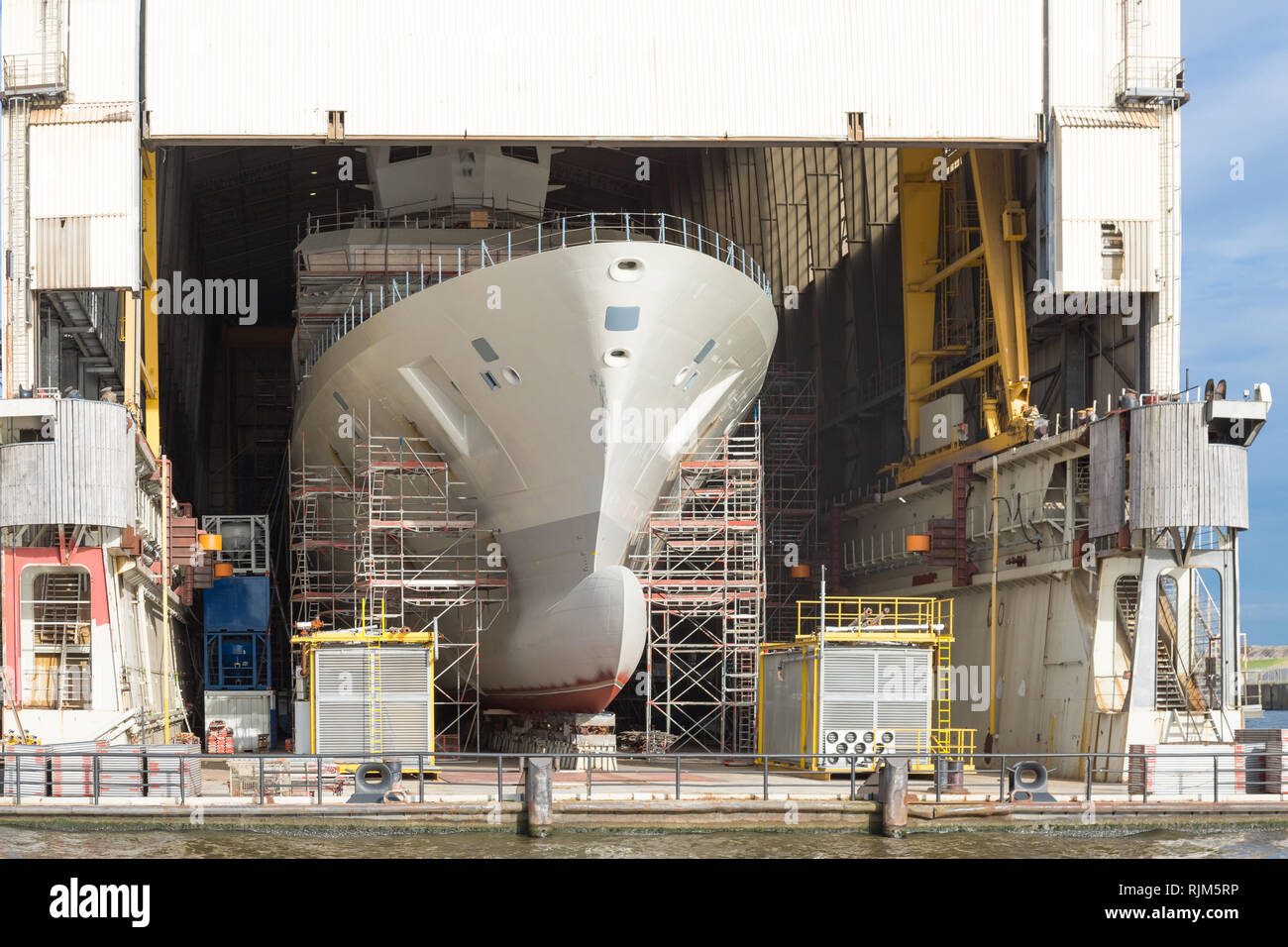 Restored ship at a shipyard Stock Photo - Alamy
