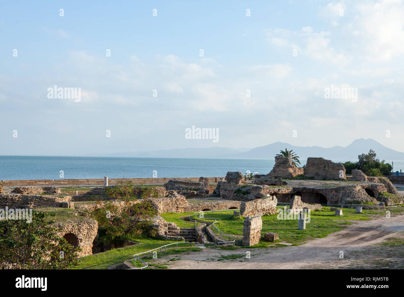 Karthago, Unesco world heritage site with the roman ruined stones and ...