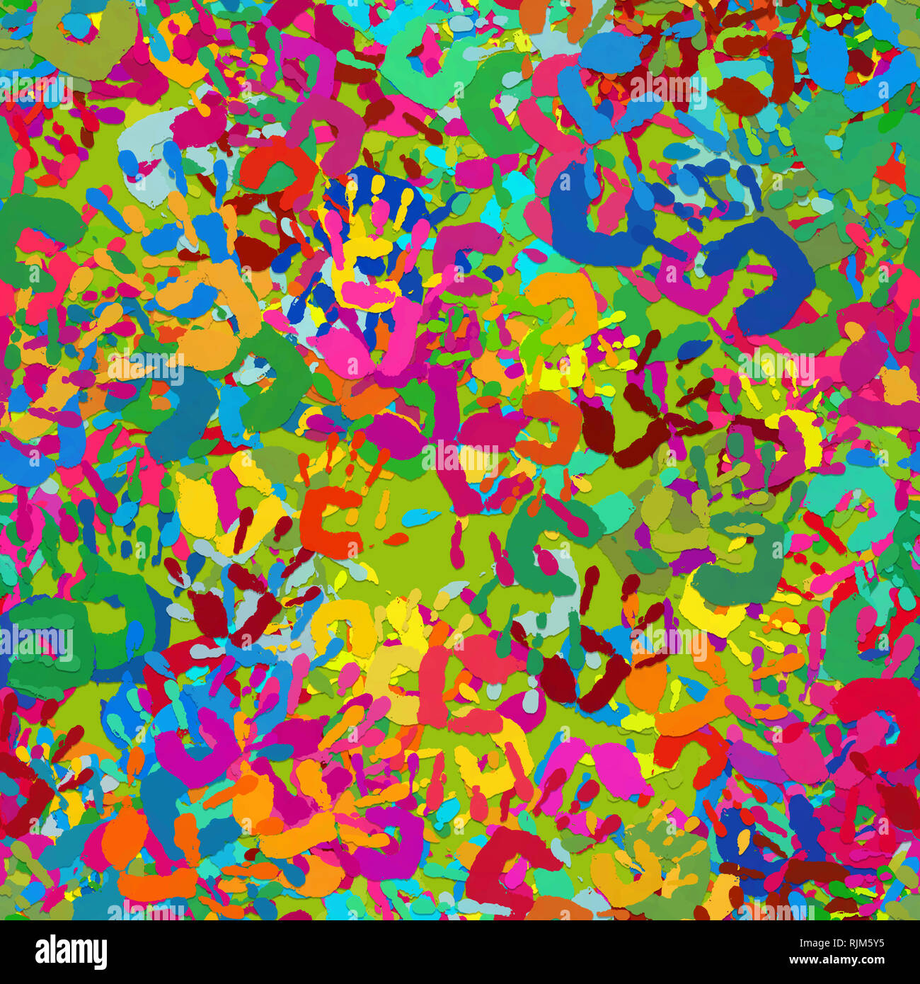 Many colorful hand imprints form a seamless tileable pattern Stock ...