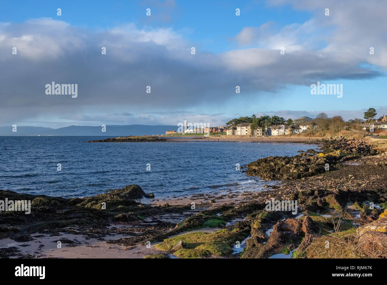 The town of Largs set on the Firth of Clyde on the West Coast of ...