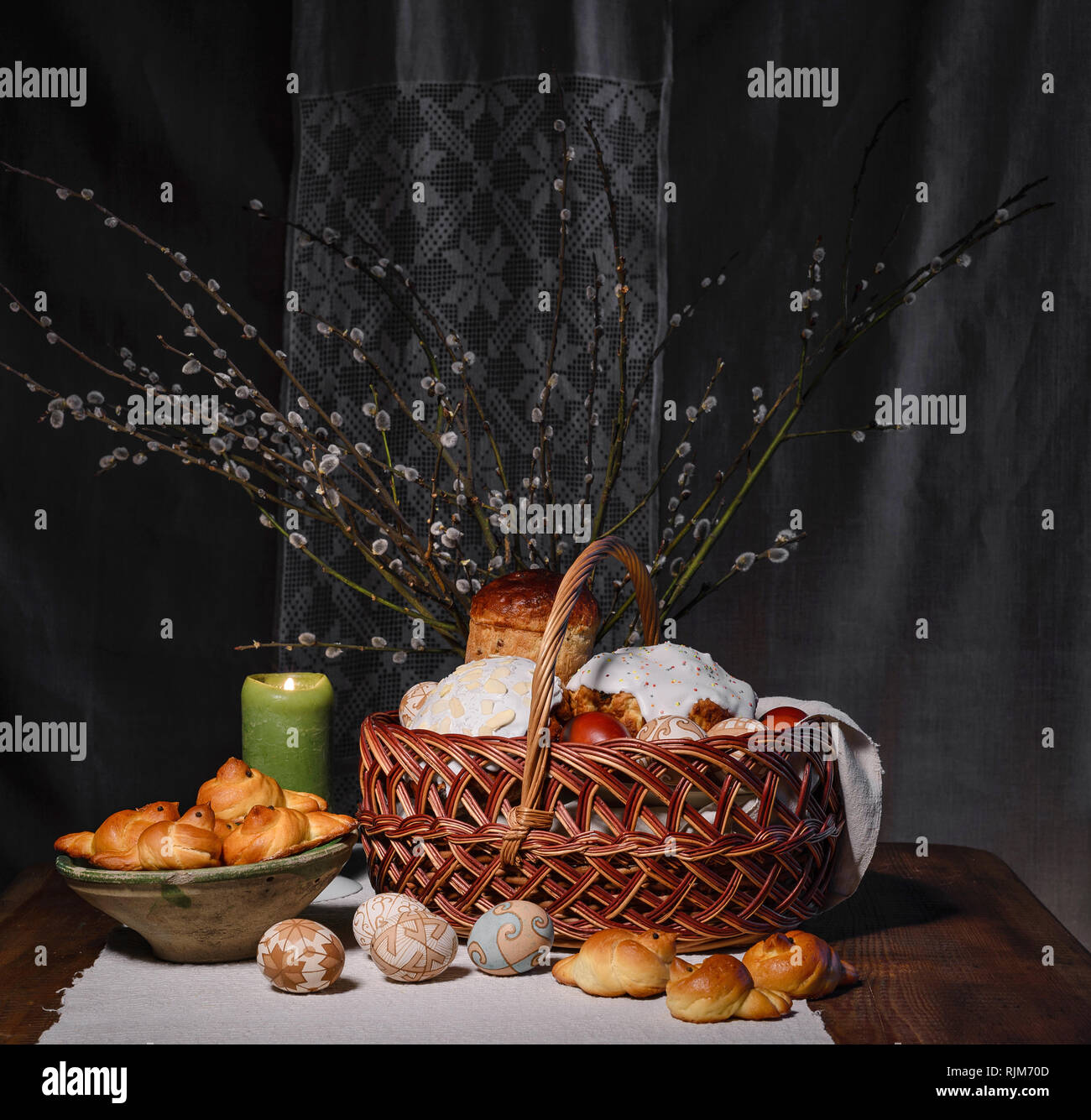 Still life with bread and eggs hi-res stock photography and images - Alamy