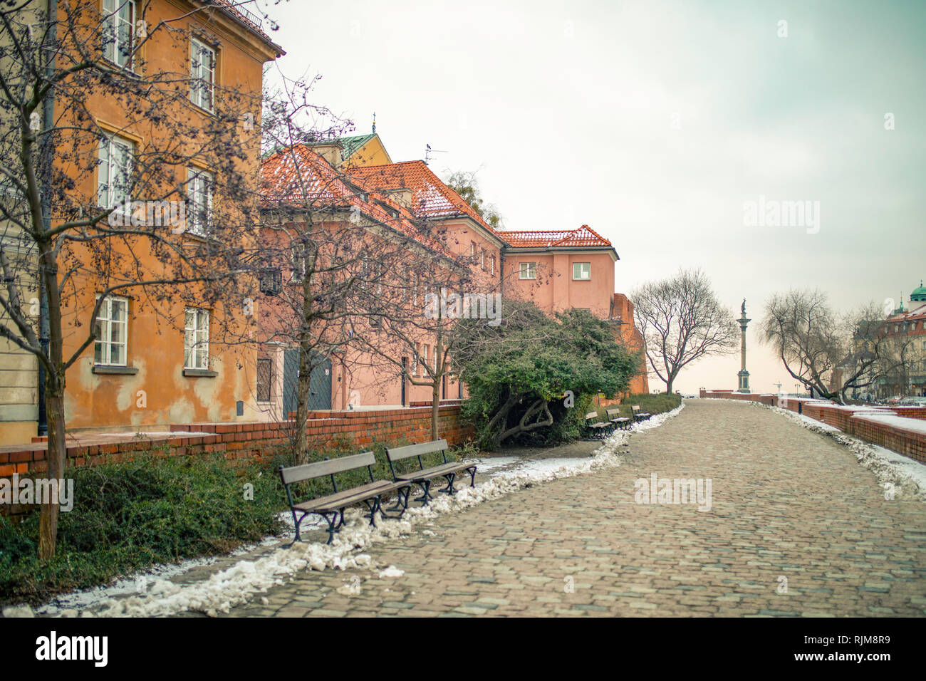 Warszawa / Poland - The rebuilt old town, winter in Warsaw Stock Photo ...