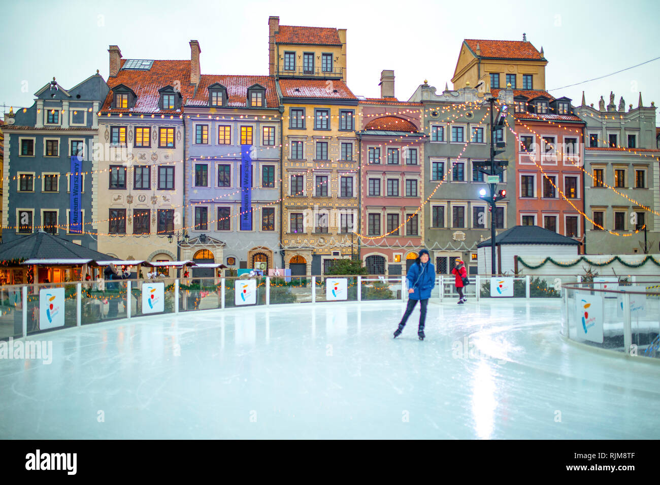 Warszawa / Poland - The rebuilt old town, winter in Warsaw Stock Photo ...
