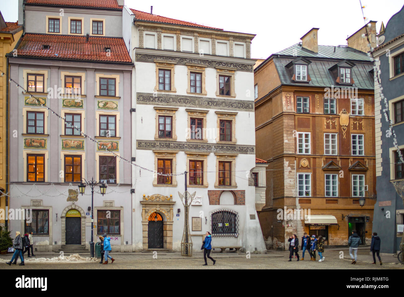 Warszawa / Poland - The rebuilt old town, winter in Warsaw Stock Photo ...