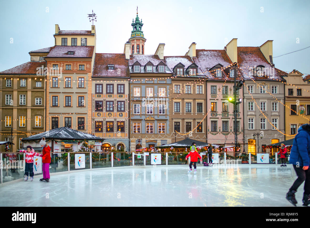 Warszawa / Poland - The rebuilt old town, winter in Warsaw Stock Photo ...