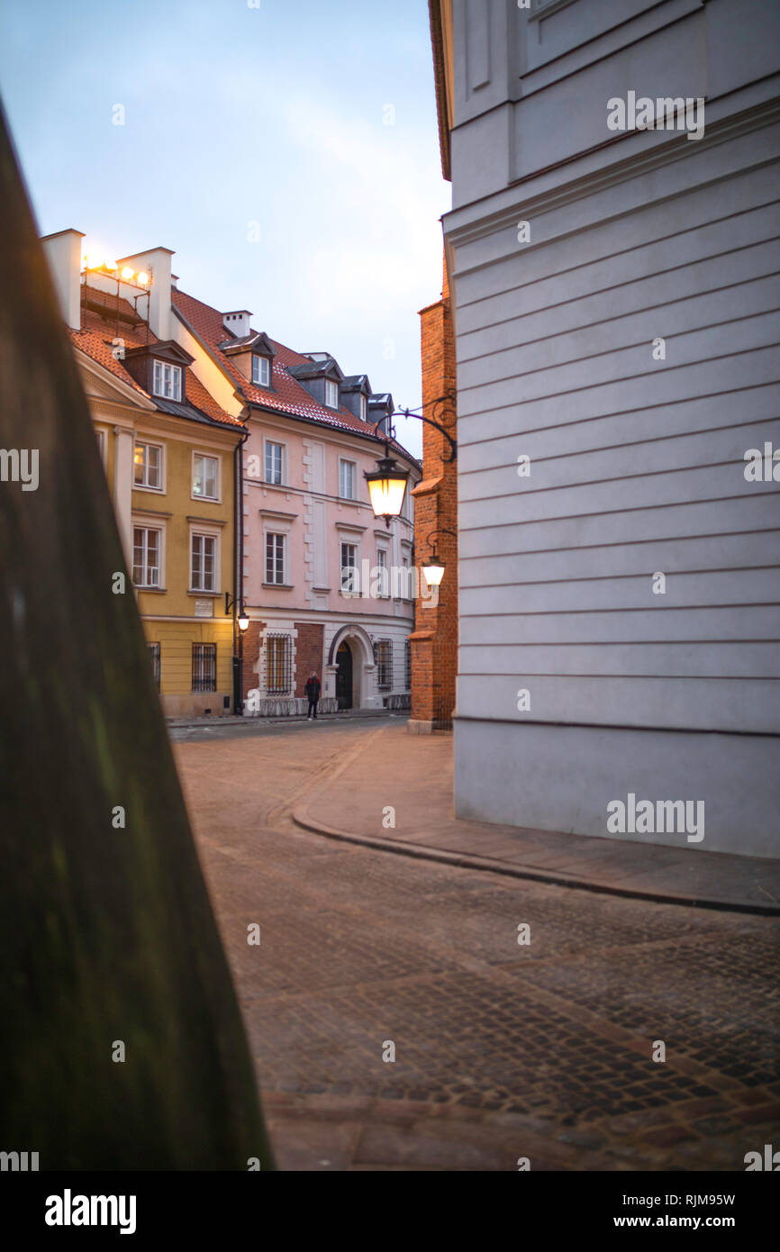 Warszawa / Poland - The rebuilt old town, winter in Warsaw Stock Photo ...