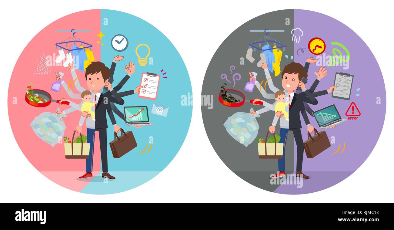 A set of men in sportswear who perform multitasking in offices and ...