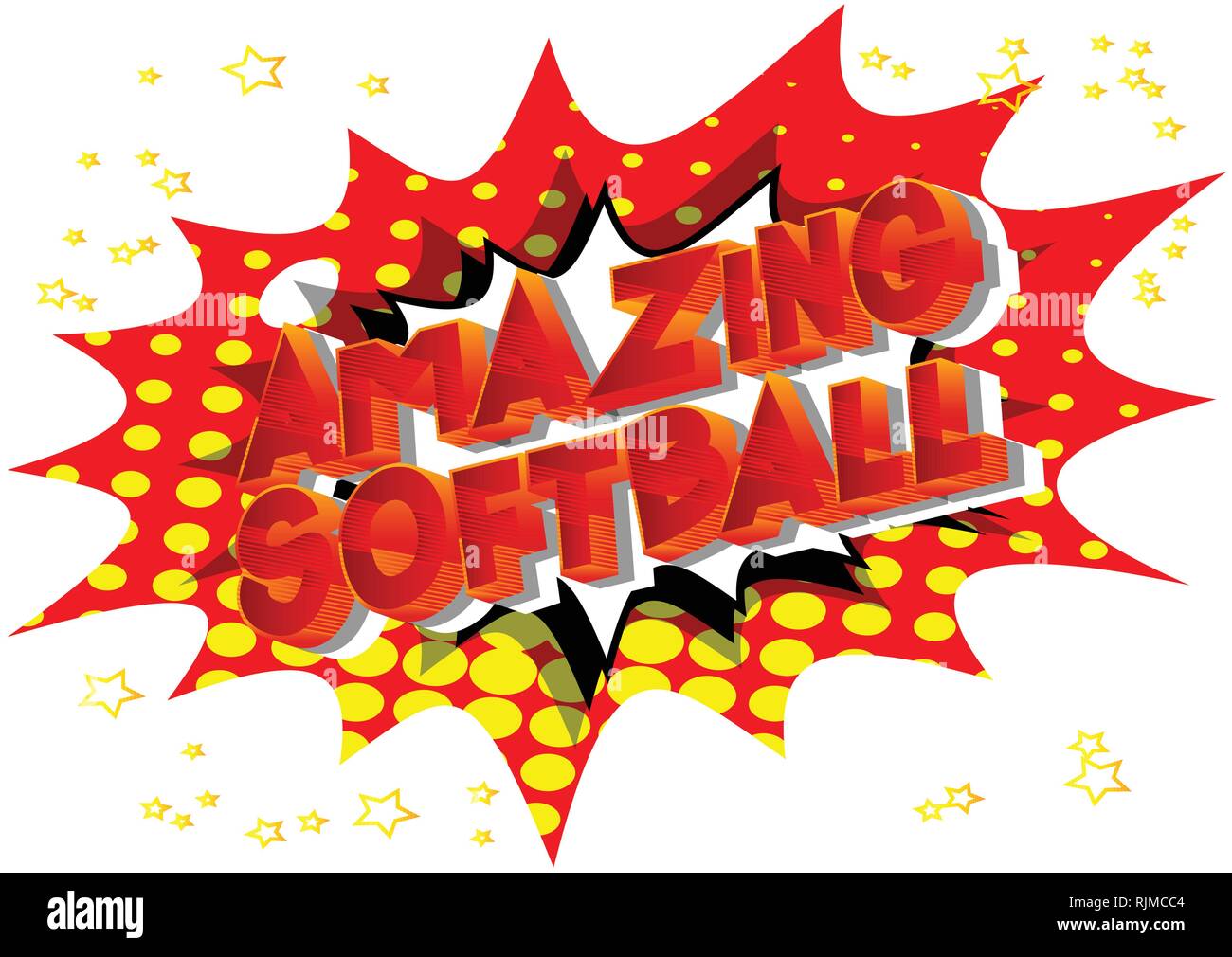 Amazing Softball - Vector illustrated comic book style phrase on ...