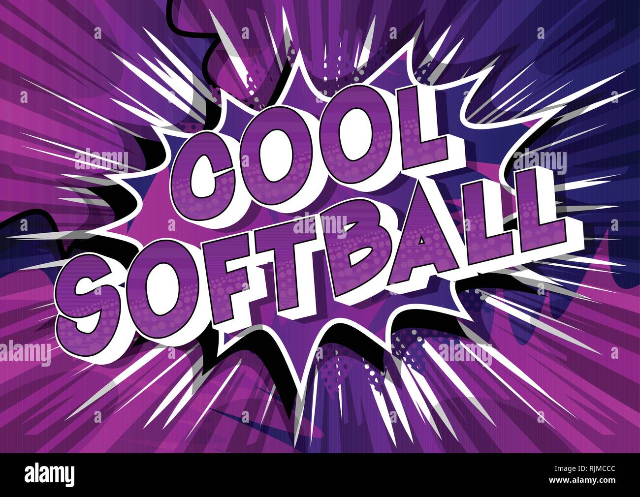Cool Softball - Vector illustrated comic book style phrase on abstract ...