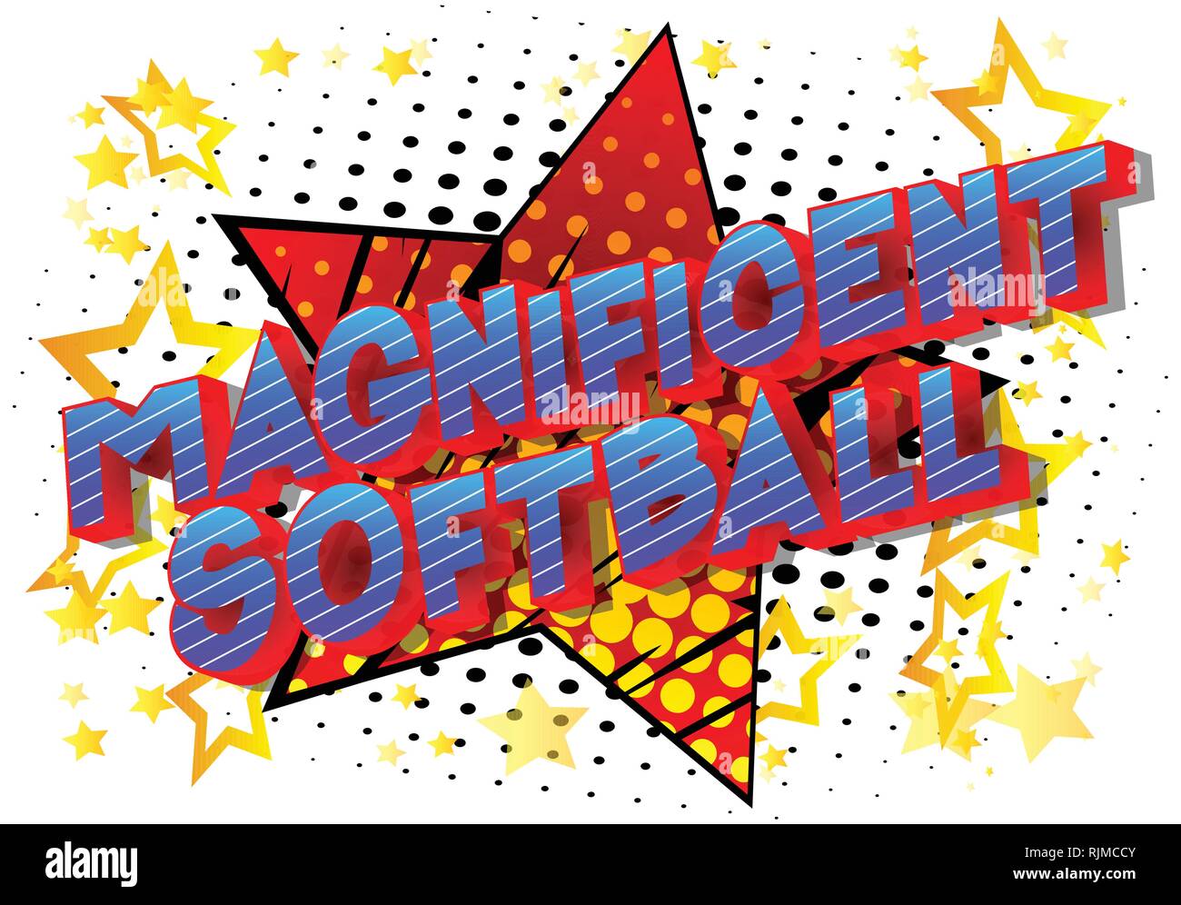 Magnificent Softball - Vector illustrated comic book style phrase on ...