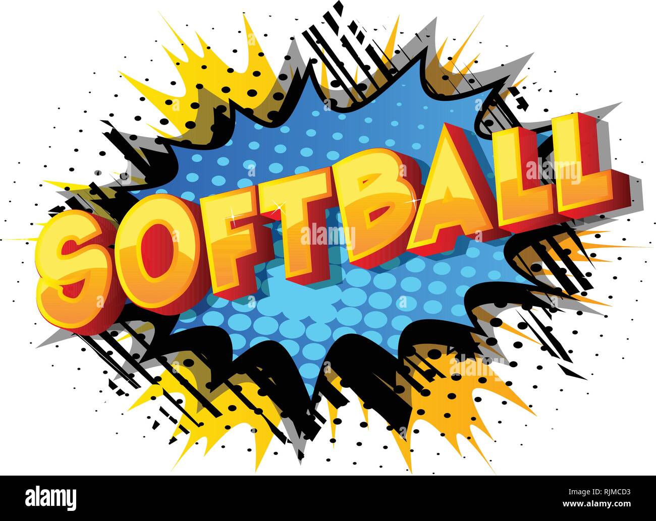 Softball - Vector illustrated comic book style phrase on abstract ...