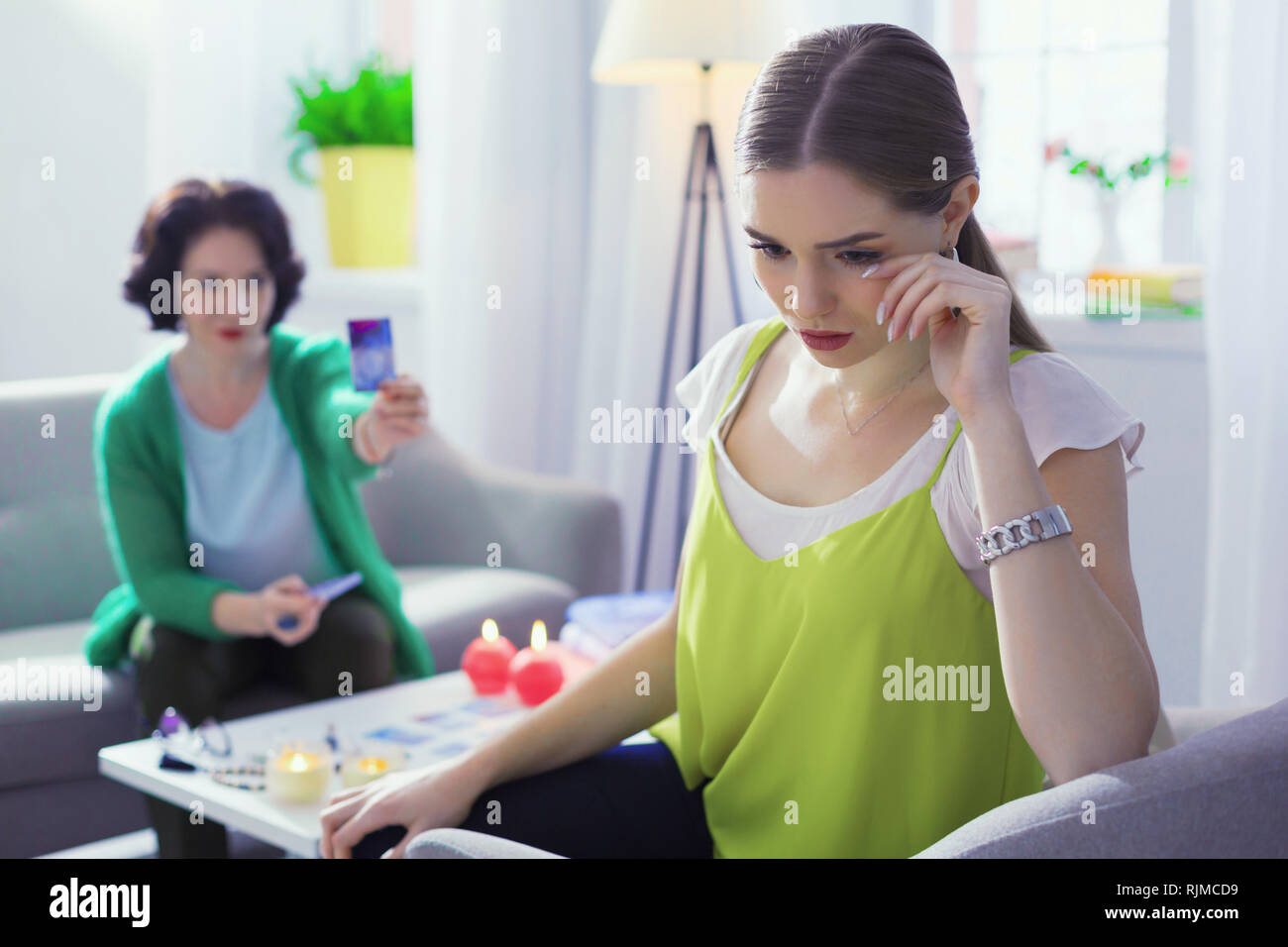 Sad thoughtful woman thinking about her future Stock Photo - Alamy