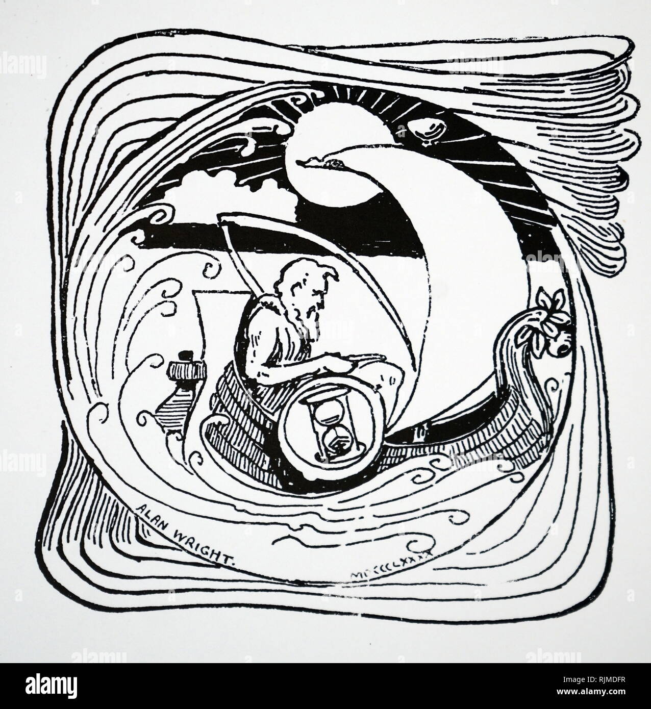 Illustration showing Old Father Time with his scythe and hour glass ...