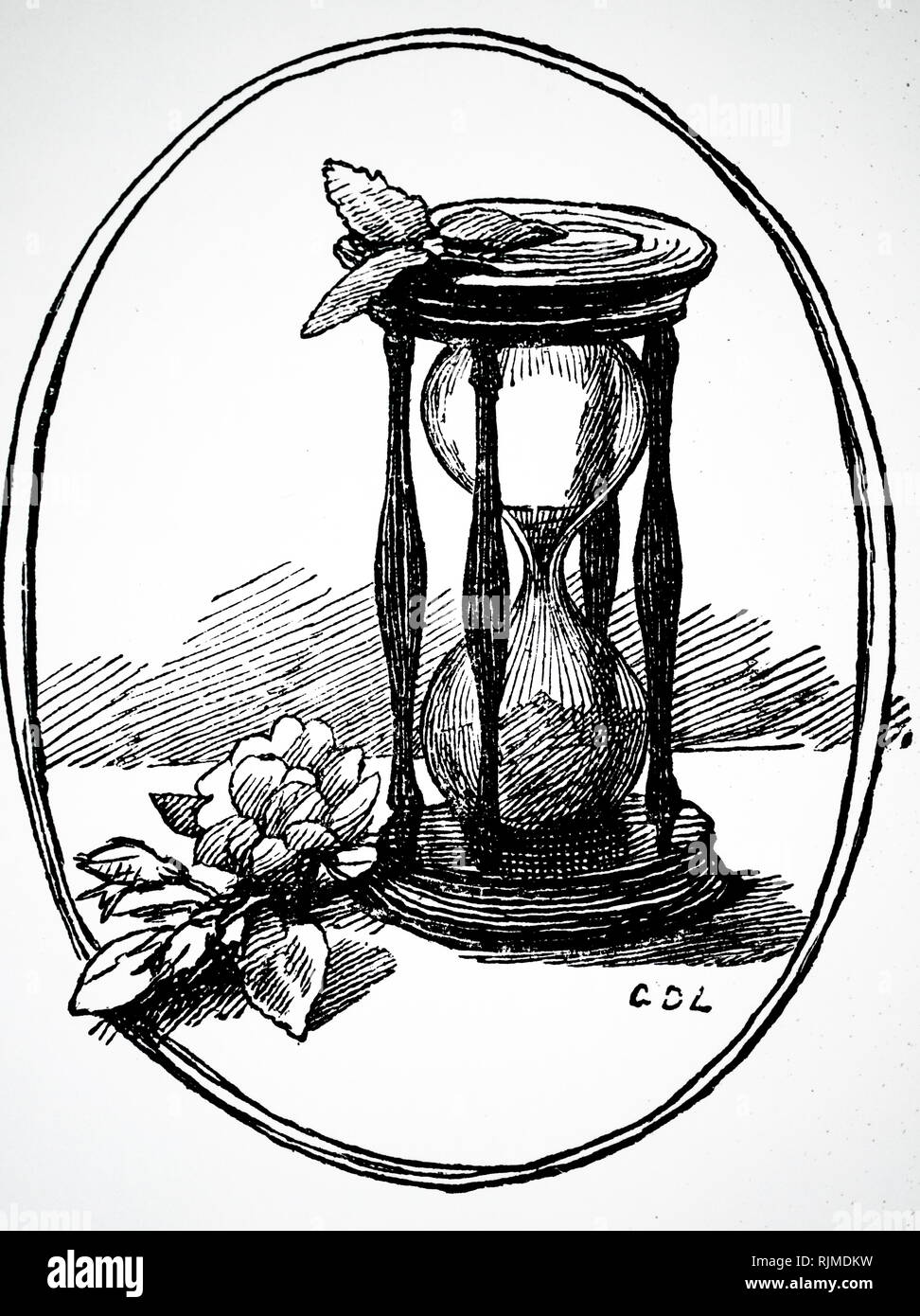 Illustration showing Hour glass (sand glass or watch glass) From The ...