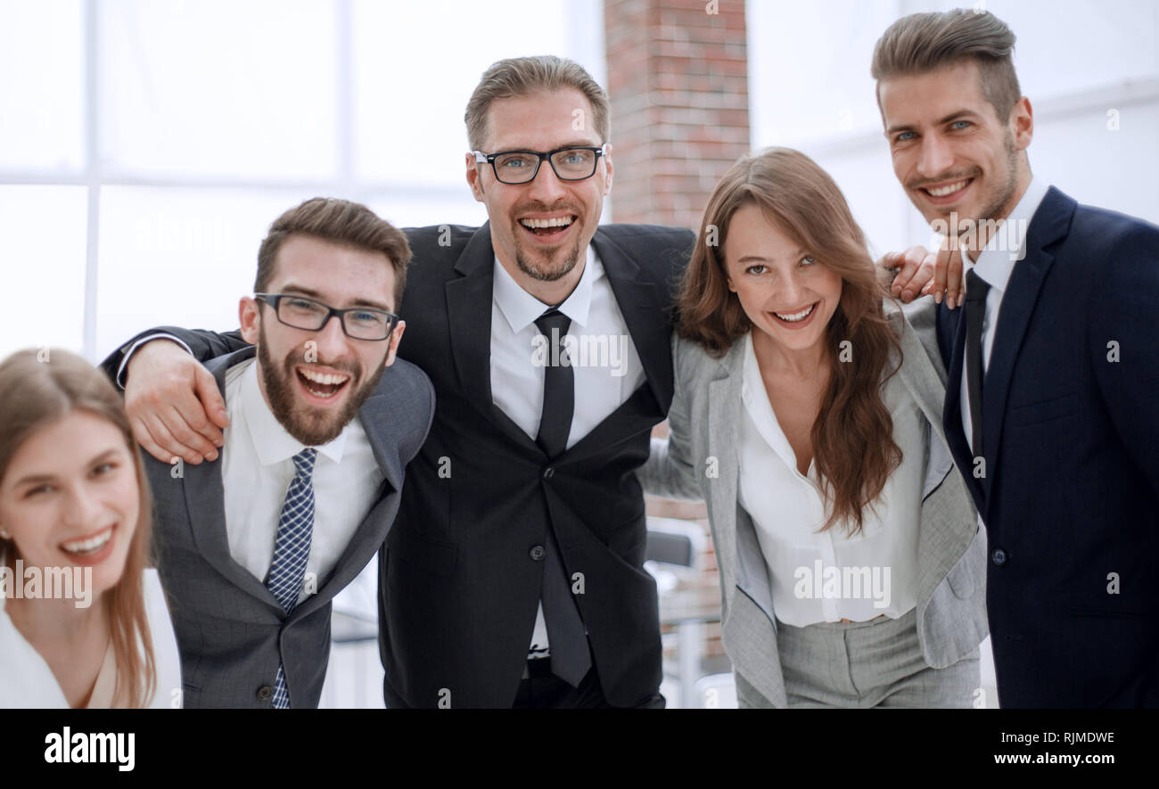 happy business team standing together Stock Photo - Alamy