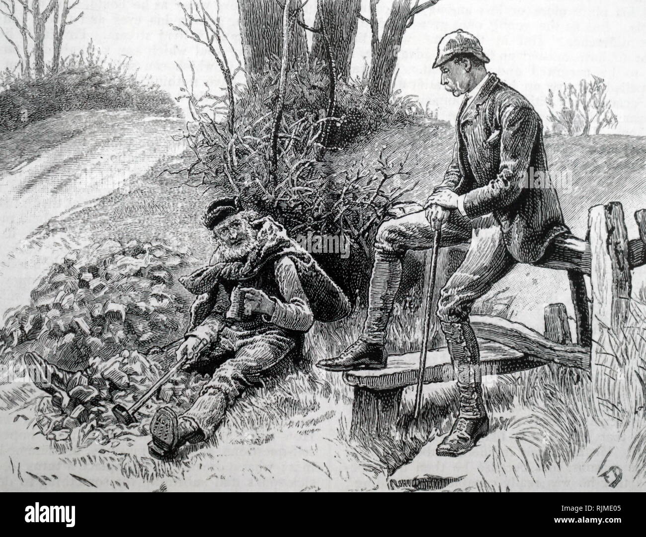 Illustration showing Stonebreaker having a chat with country gentleman ...
