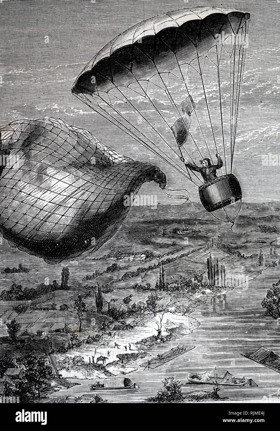 Jacques Garnerin making the first parachute descent - 22 October 1797 ...