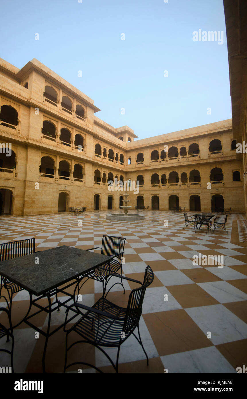 Open area, the Desert Palace Hotel, Jaisalmer, Rajasthan, India Stock ...