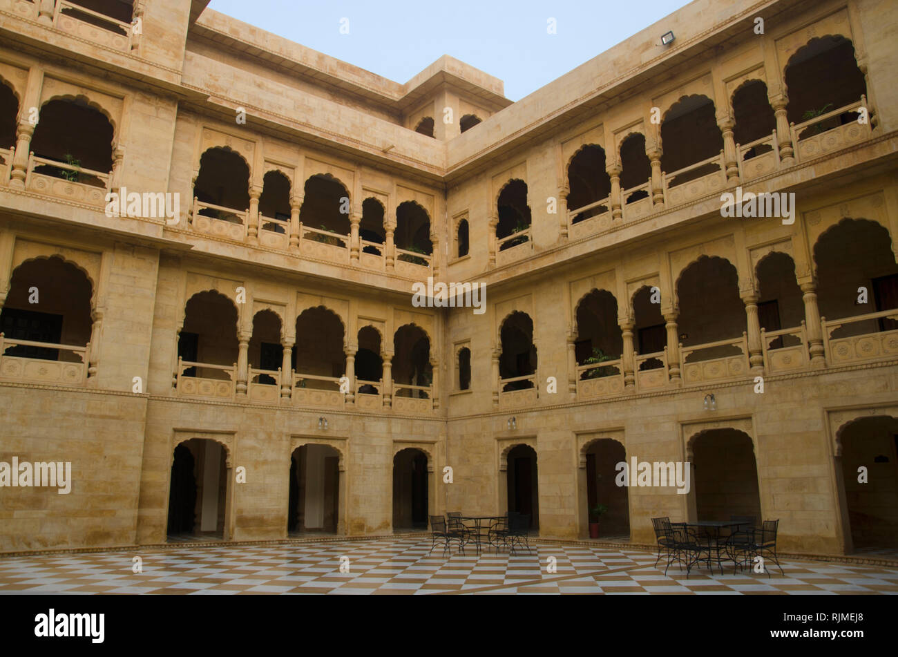 Open area, the Desert Palace Hotel, Jaisalmer, Rajasthan, India Stock ...