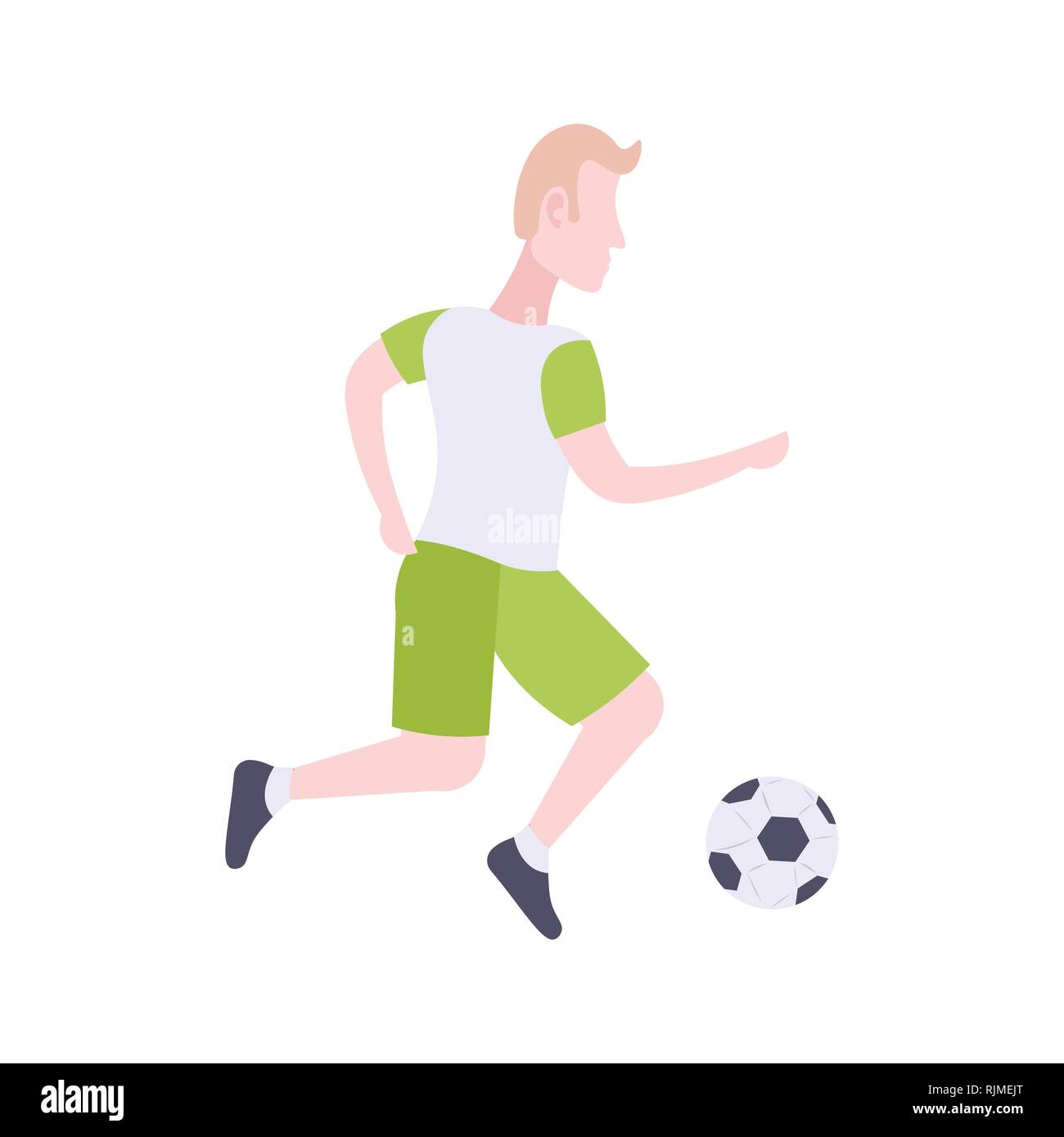 man professional soccer player kicks ball football concept guy running ...