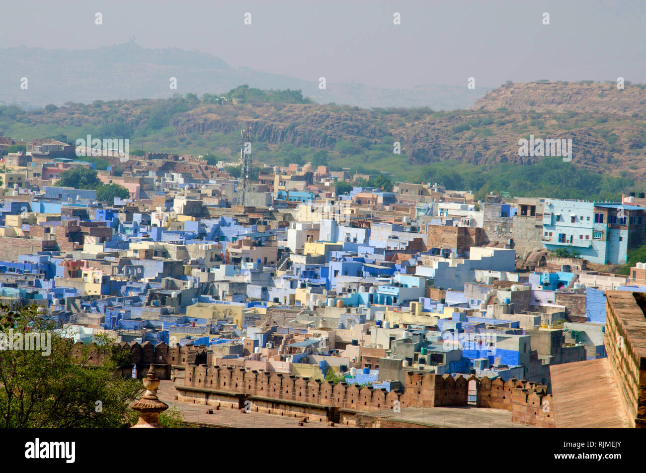 View of an old Jodhpur City, also known as Blue City from the top ...