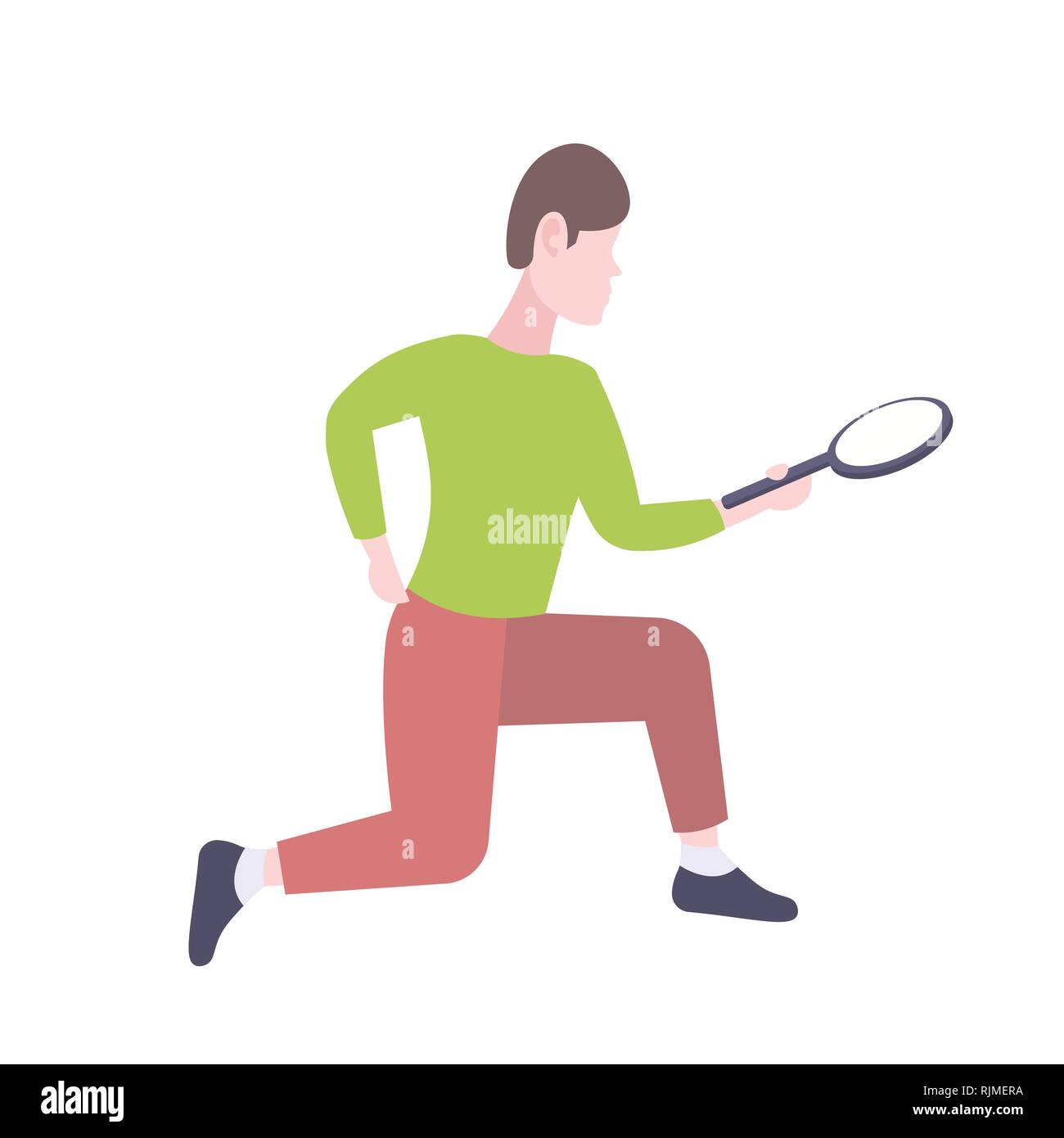 man using magnifying glass searching detecting and analyzing concept ...