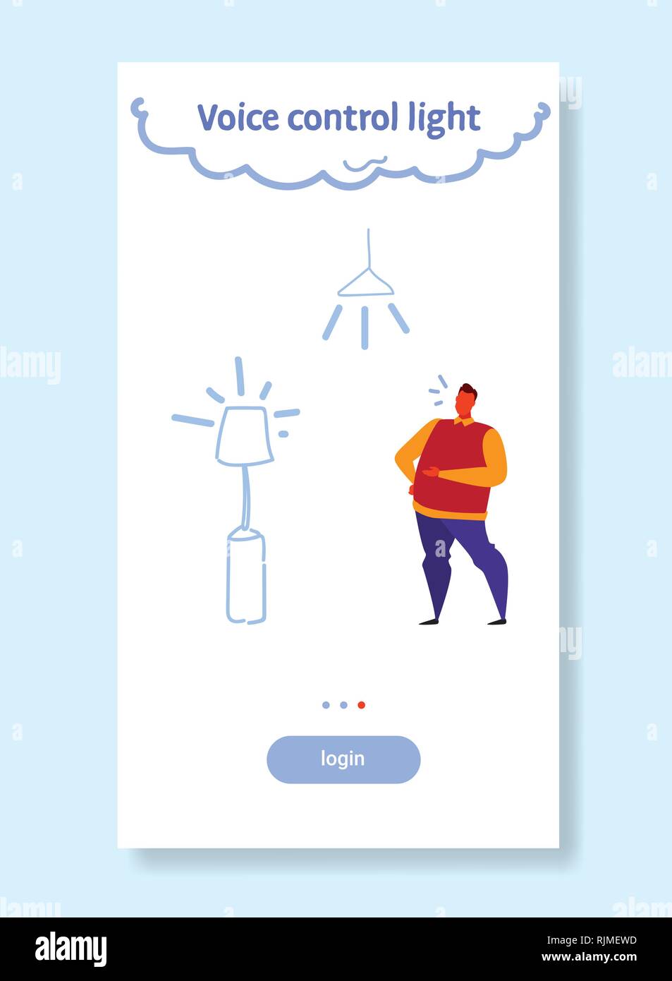 Smarthome Modern Lamp Controlled By Man Smart Light Recognizes Commands Voice Control Concept